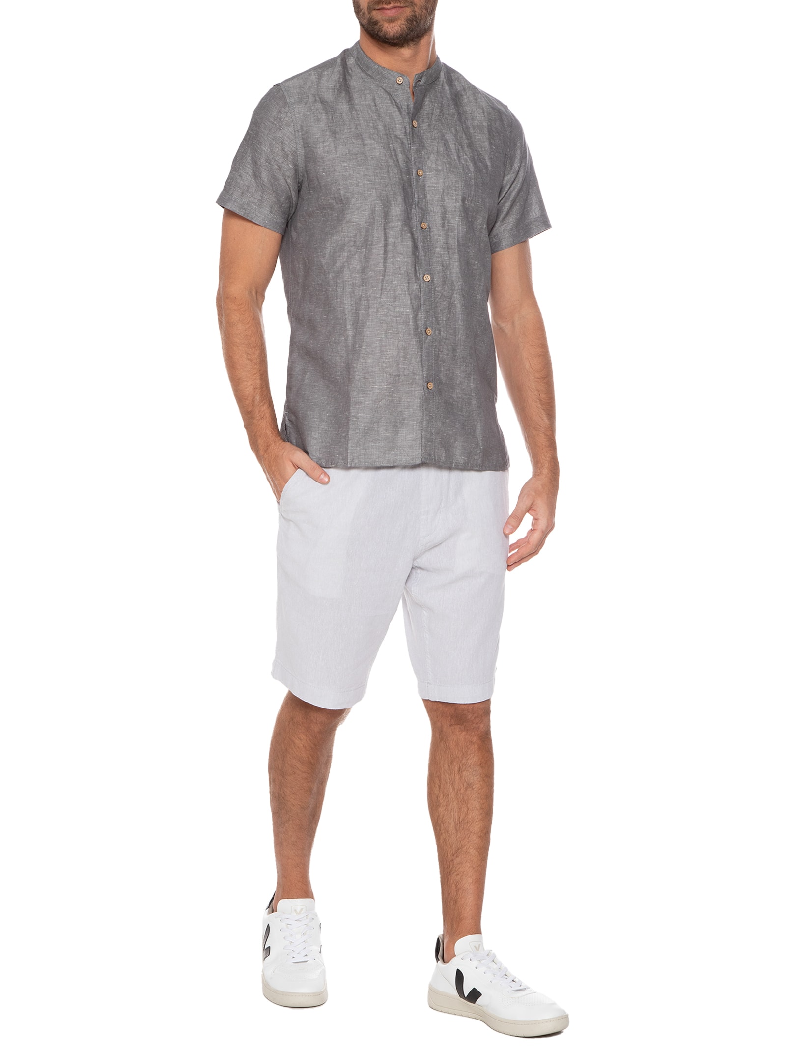 Bermuda Masculina Linho - Cinza - Shop2gether