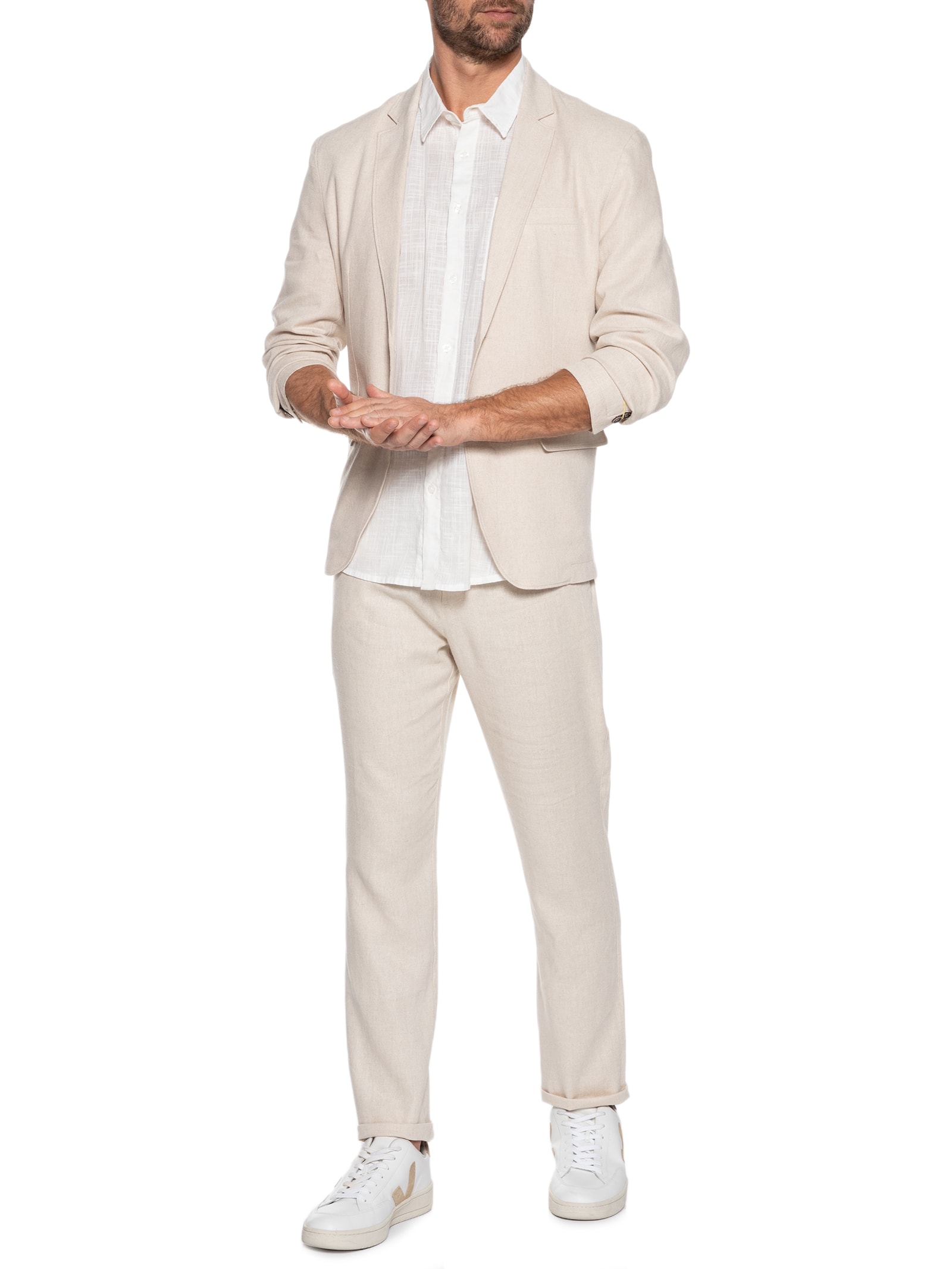 Blazer Masculino Linho Clássico - Bege - Shop2gether