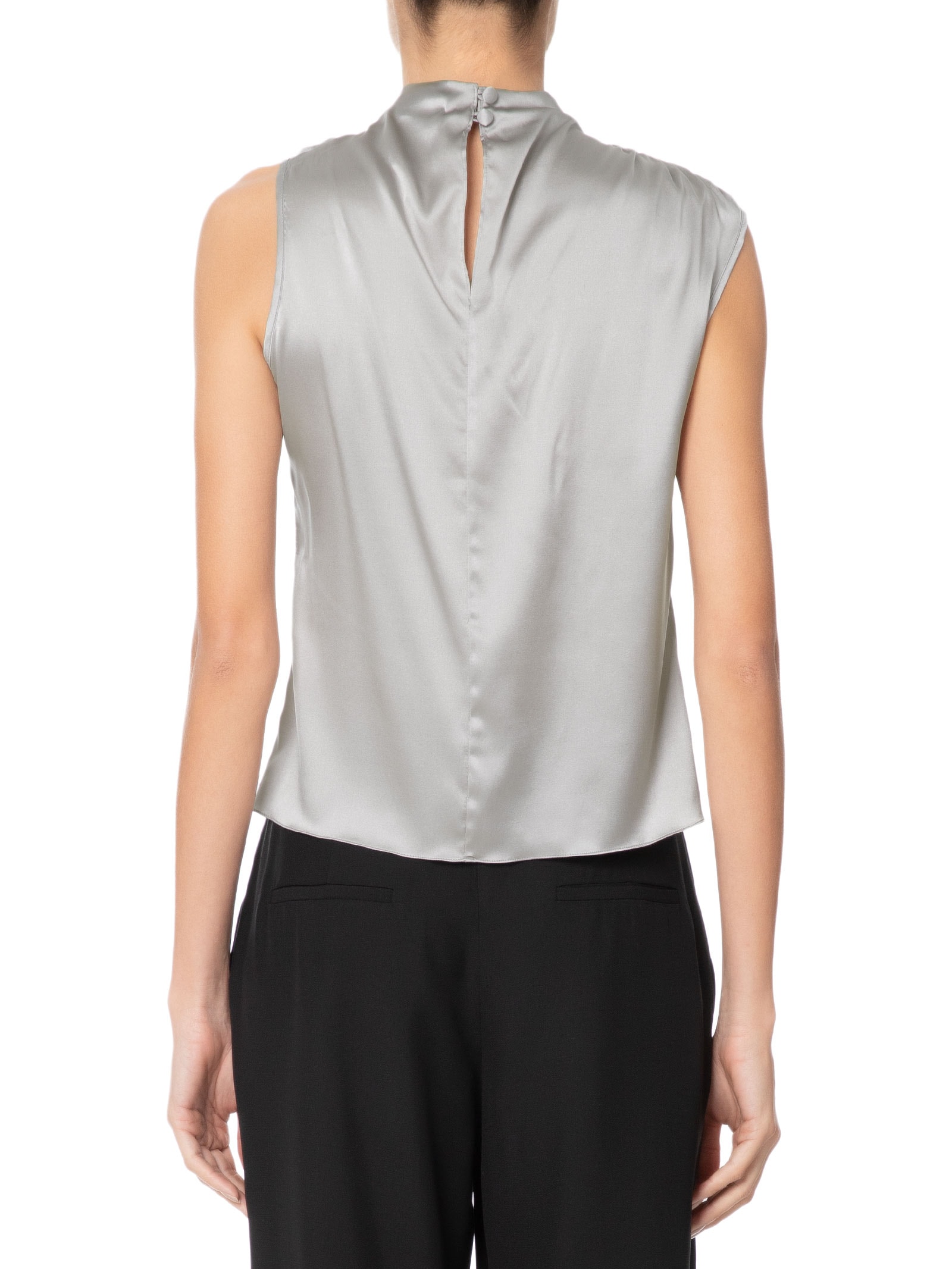 Blusa Feminina Em Seda Pura Com Drapeados - Cinza - Shop2gether