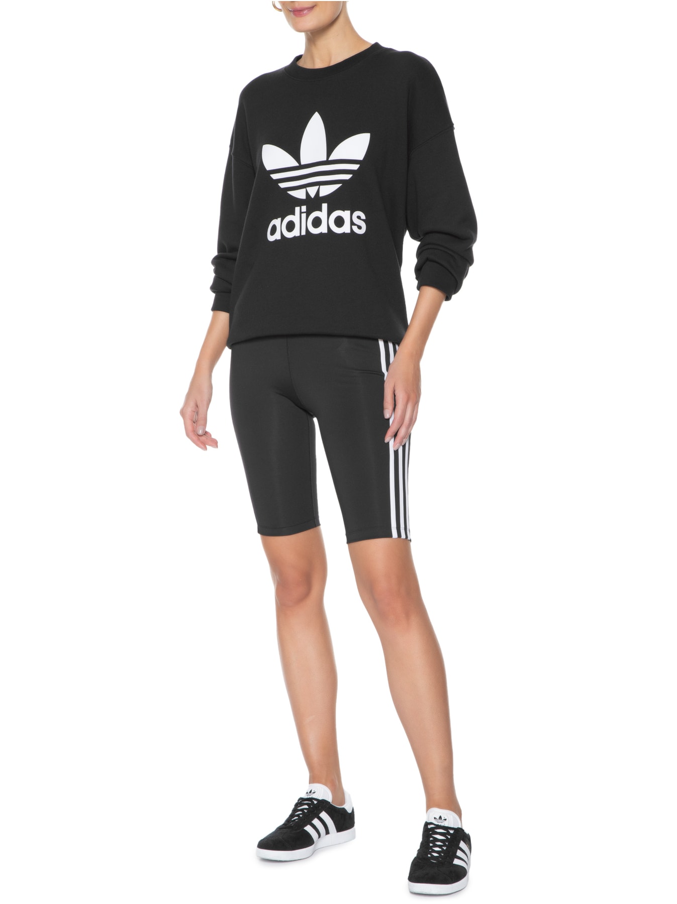 Blusa Feminina Trefoil Crew - Preto - Shop2gether