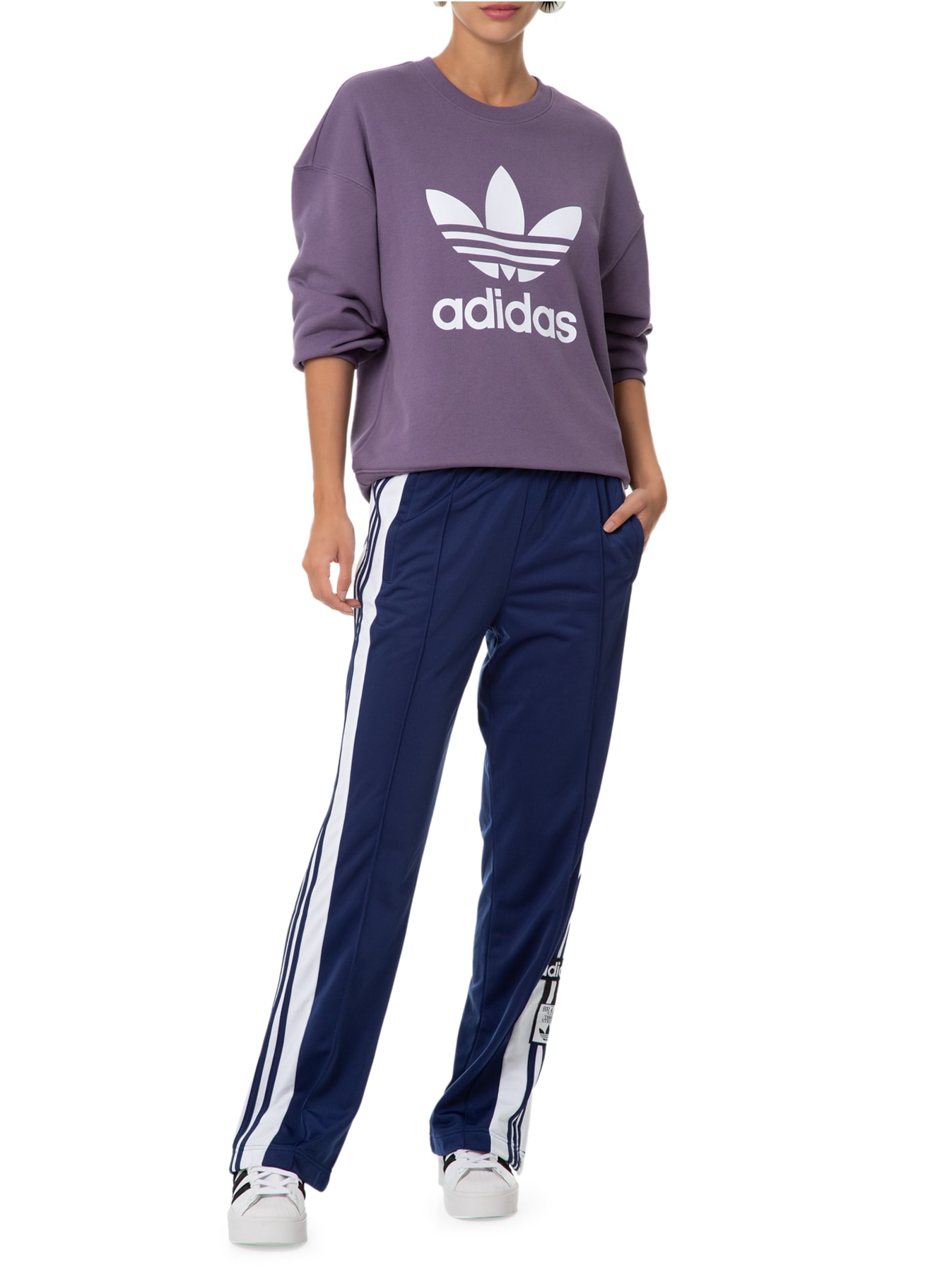 Blusa Feminina Trefoil Crew - Roxo - Shop2gether