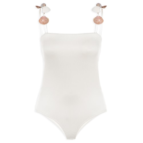BODY COM RECORTES EM TULE - BEGE - Shop2gether