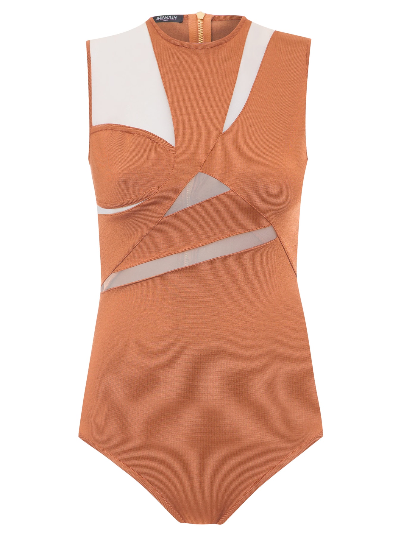 BODY COM RECORTES EM TULE - BEGE - Shop2gether