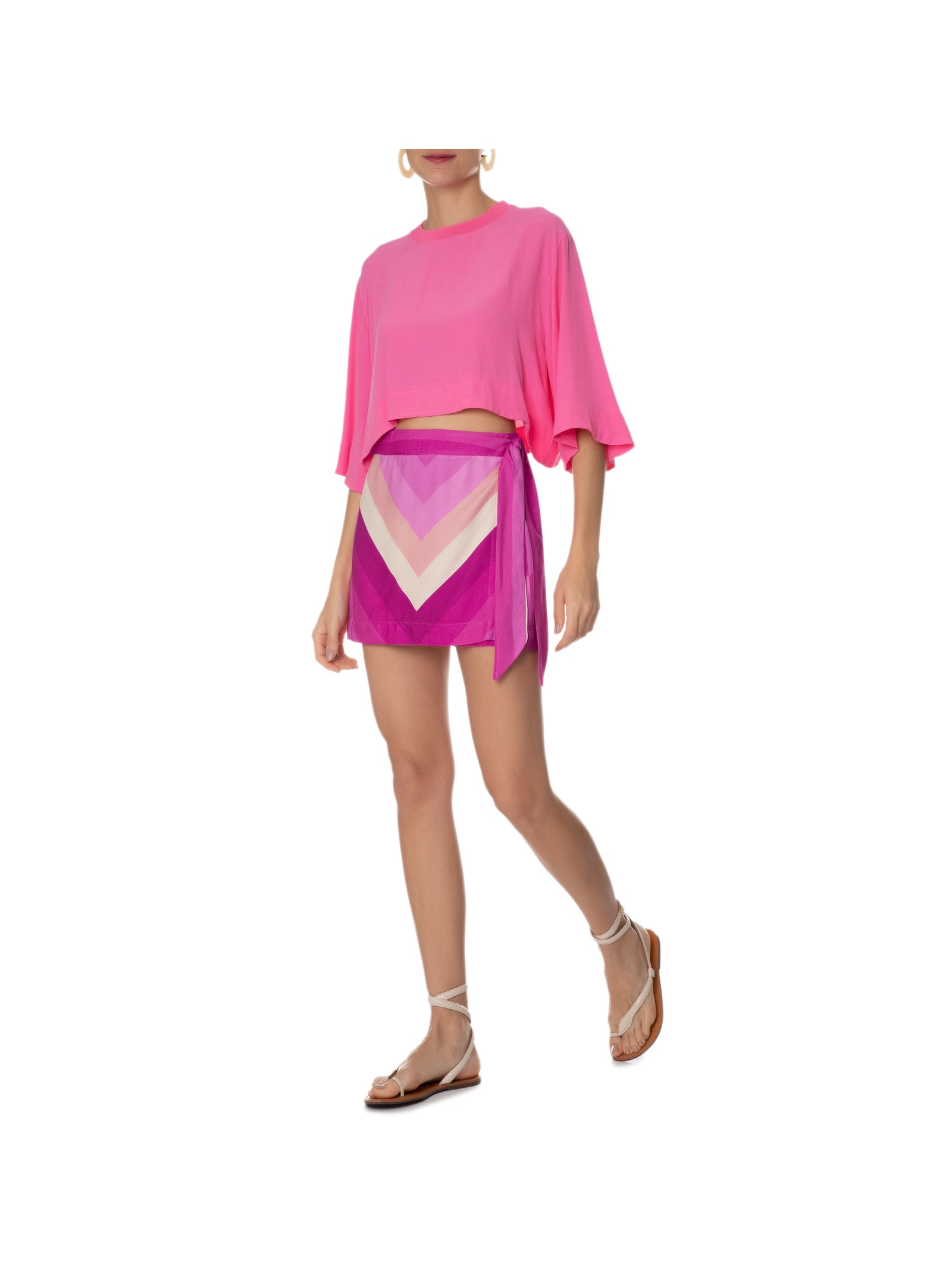 Saia Transpassada Listra Coração - Rosa - Shop2gether