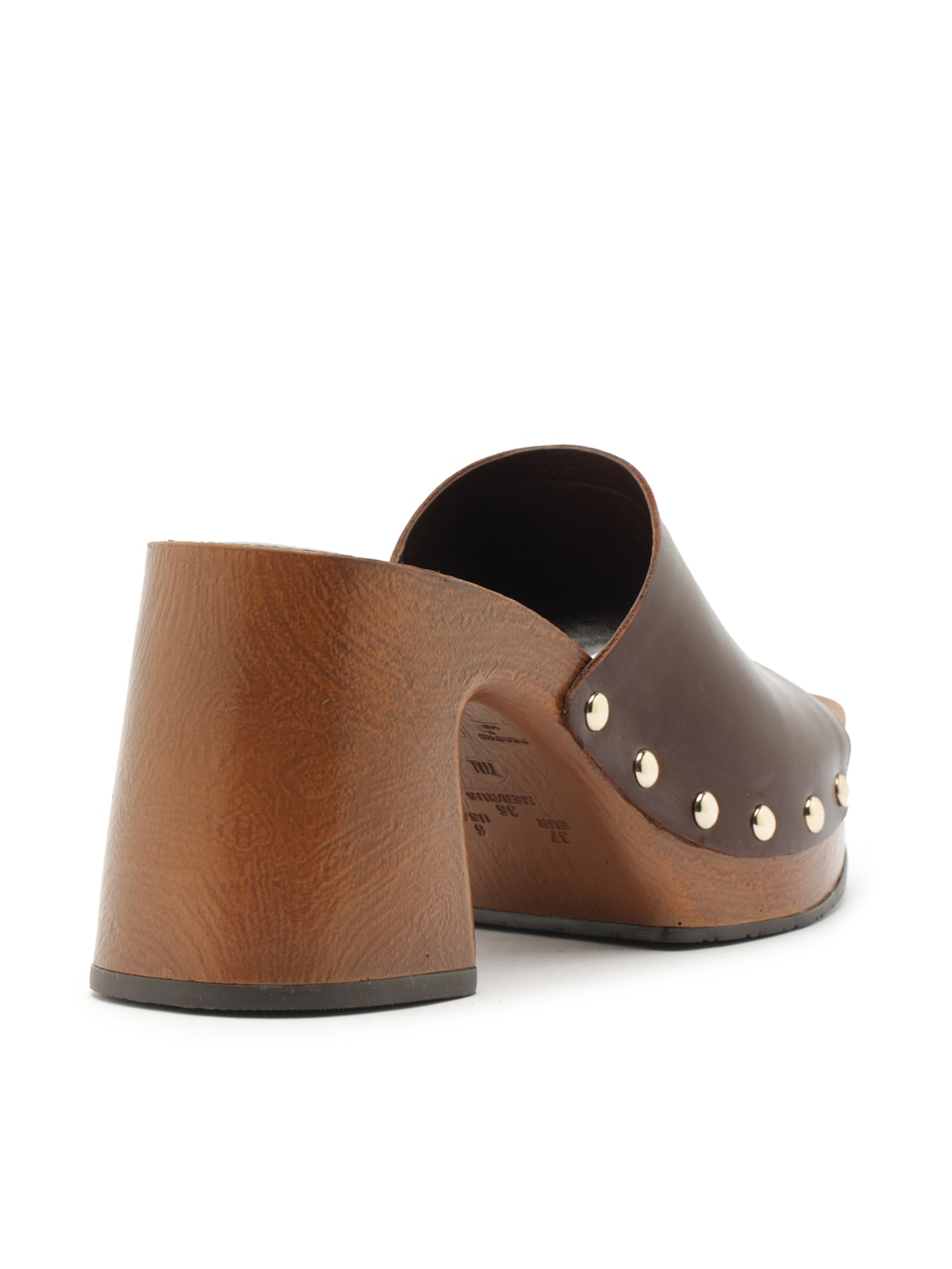 Arezzo - Sandália Feminina Tamanco Couro Meia Pata Madeira - Marrom