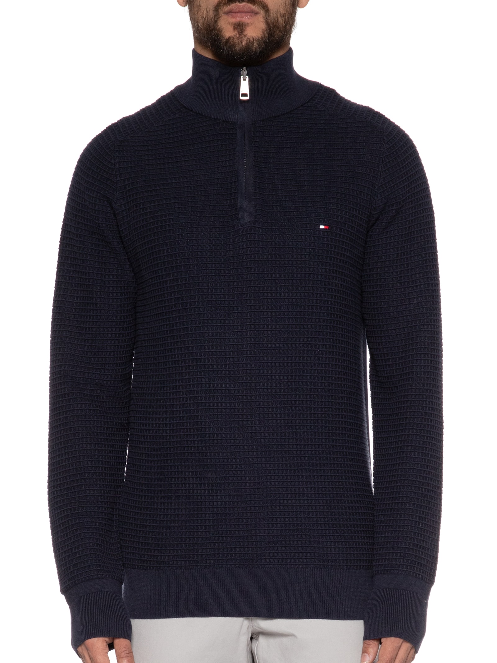 Suéter Masculino Spring Grid Zip Mock - Azul - Shop2gether