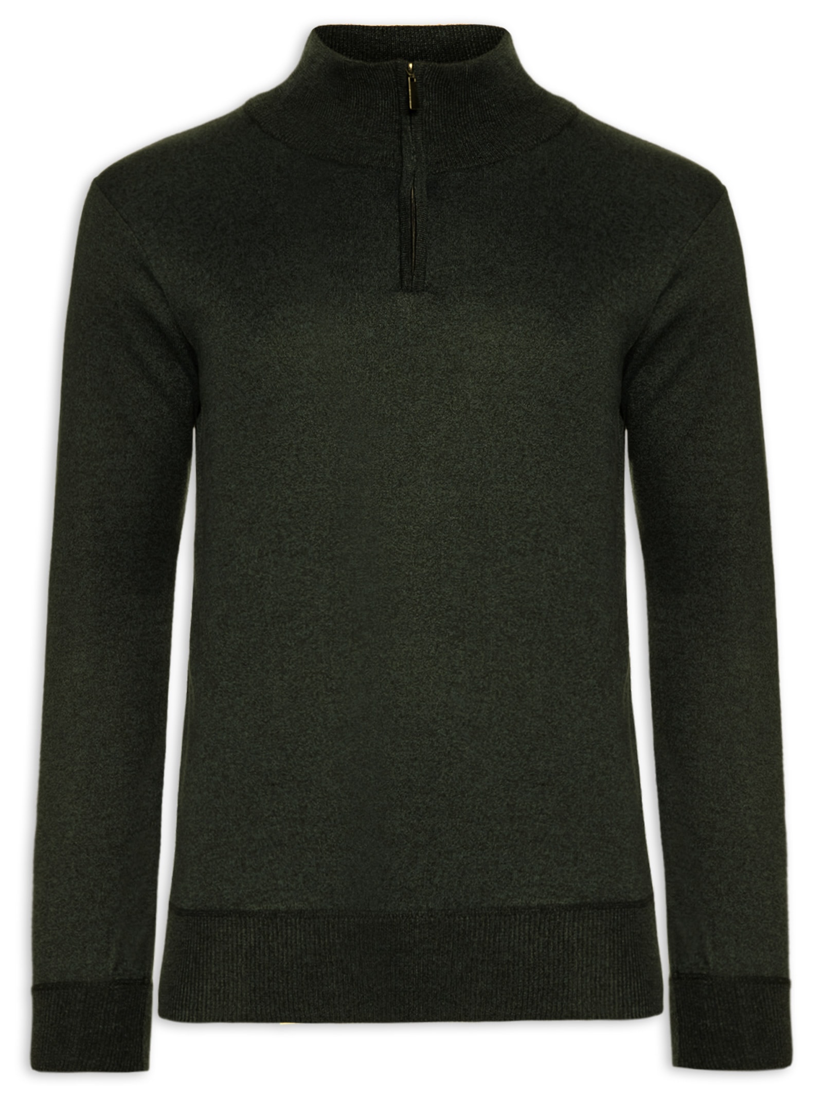 Suéter Masculino Tricot Meio Zíper Gola Alta - Verde - Shop2gether
