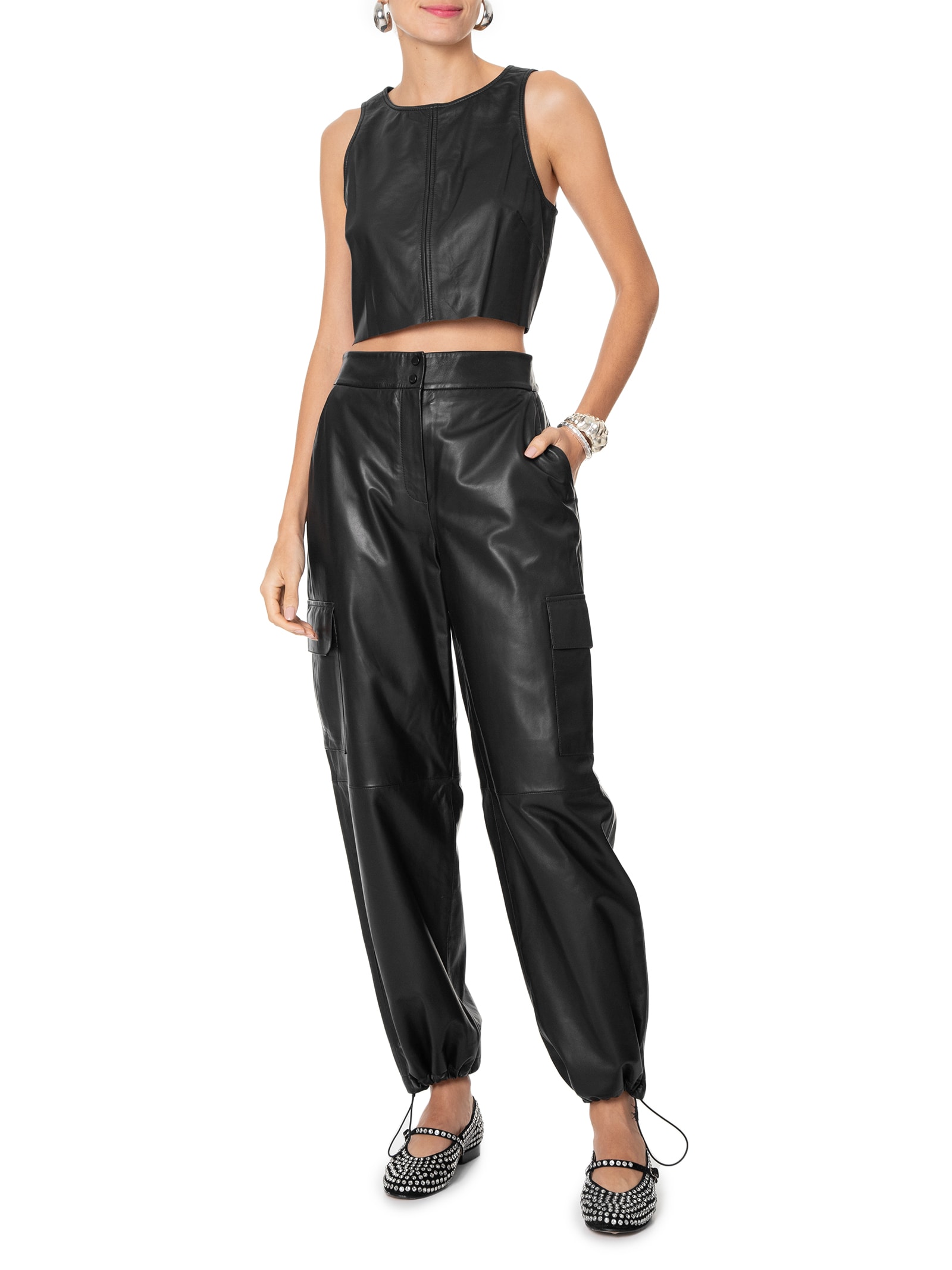 Top De Couro Cropped Basic - Preto - Shop2gether