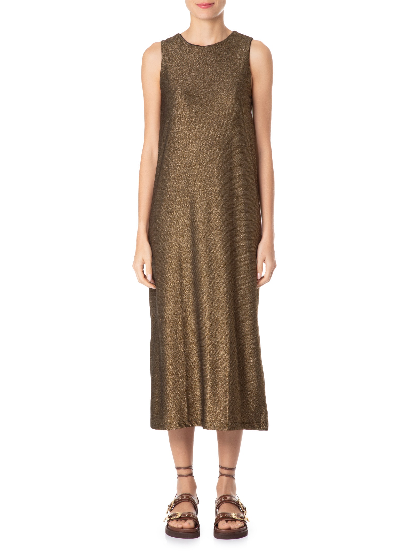 Vestido Midi Lurex - Dourado - Shop2gether